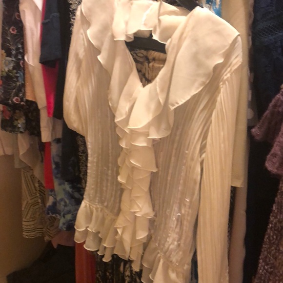 Pretty Angel | Tops | Vintage Ruffled Ivory Sheer Blouse | Poshmark